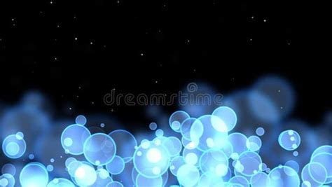 Circle Bubles Glow Aqua Blue Random Size With White Stars On Black