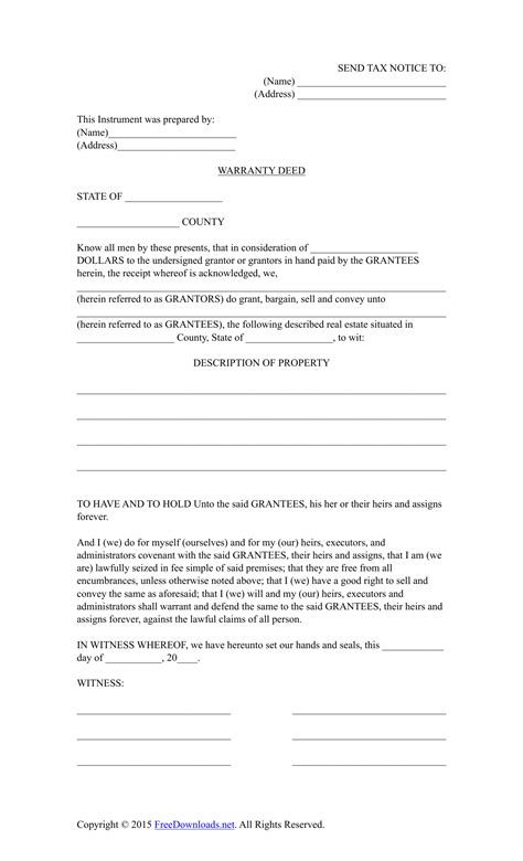 Download General Warranty Deed Form Pdf Rtf Word