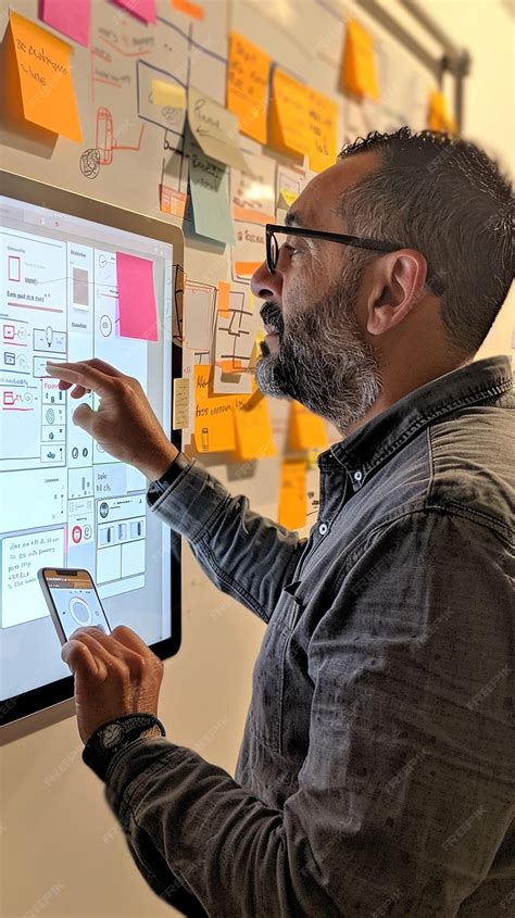 Uxui Designer Prototyping A Mobile Application Premium Ai Generated Image