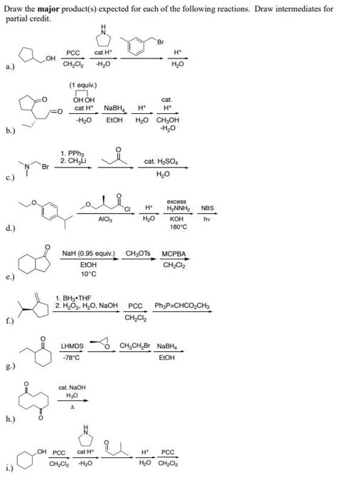 Solved Draw The Major Product S ﻿expected For Each Of The