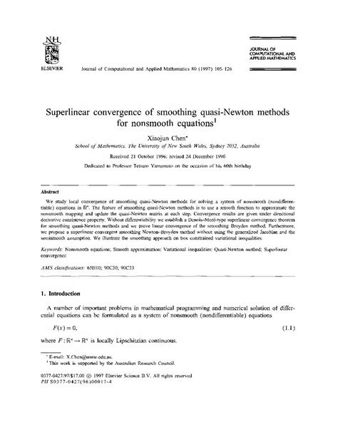 Pdf Superlinear Convergence Of Smoothing Quasi Newton Methods For