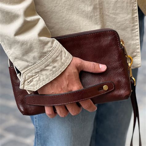Brown Leather Clutch For Men Genuine Leather Purse Wrist Bag For Men