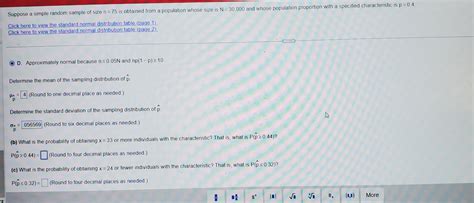 solved suppose a simple random sample of size n 75 ﻿is