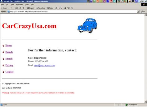 Cis Department Tutorials Asp Net Web Apps Vb 2003 Cars App 1