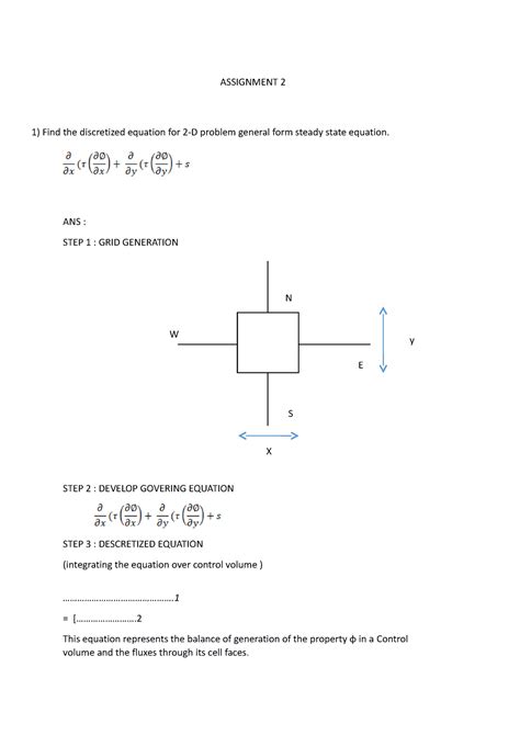 Find The Discretized Equation For 2nd Order Assignment 2 Find The