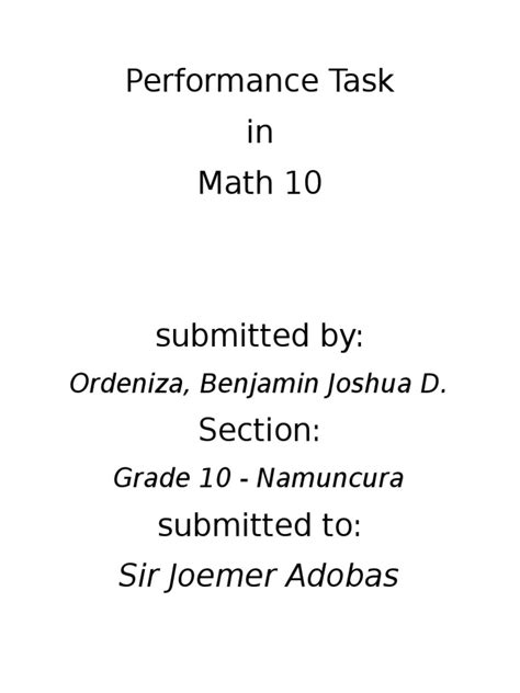 Performance Task In Math 10 Pdf