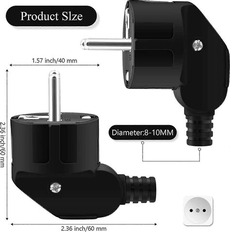 Schuko Plug Angled Plug 3 Pieces Earthing Contact Plug With Anti Kink