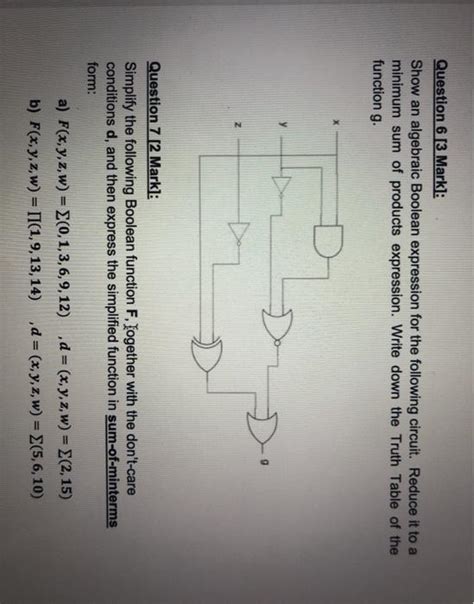 Solved Question 6 13 Mark Show An Algebraic Boolean