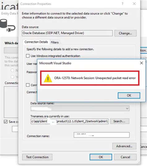 Removing The Exception Ora 12570 Network Session Unexpected Packet Read Error