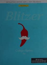 Blitzer College Algebra Annotated Instructor Edition Robert Blitzer