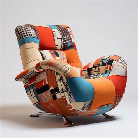 Colorful Fabric Armchair With Digital Constructivism Style Stock