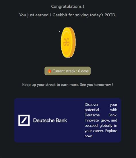 Saabika Roshni On Linkedin Geekstreak2024 Codingchallenge Potd Deutschebank Geekstreak