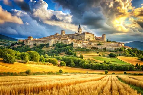 Ancient Town Of Assisi Umbria Italy Stock Illustration Illustration