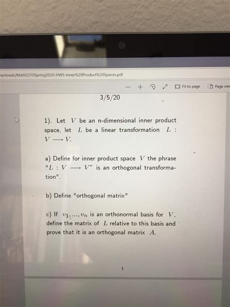 Orthogonal Matrix Proofs Difficulty Understanding Where To Begin R LinearAlgebra