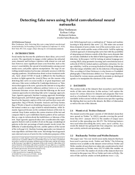 Pdf Detecting Fake News Using Hybrid Convolutional Neural Networks