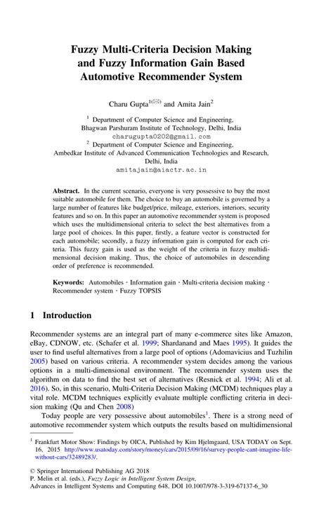 Pdf Fuzzy Multi Criteria Decision Making And Fuzzy Information Gain