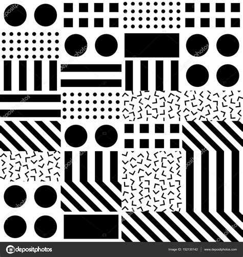 Decorative Geometric Shapes Tiling Monochrome Irregular Pattern Abstract Black And White