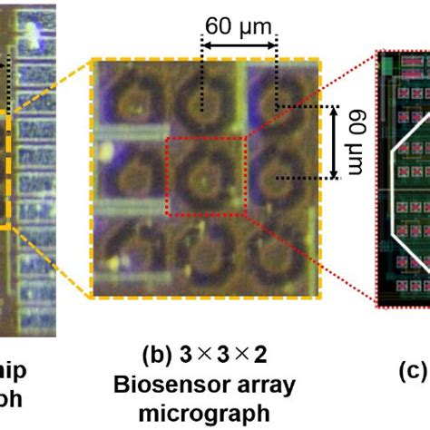 A The Microphotograph Of 22 Nm Test Chip B The 3 × 3 × 2 Biosensor