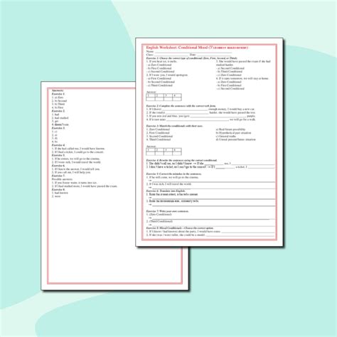 Рабочий лист по английскому языку Conditional Mood 9 класс