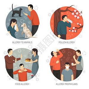 过敏与症状治疗常见过敏原符号卡通矢量插图插画图片下载 正版图片300890736 摄图网