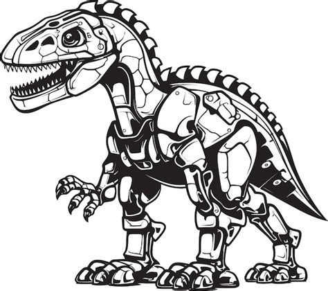 Futuristic Rex Badge Black Logo Icon Design For Dinosaur Robotics In Vector Graphics Cyber