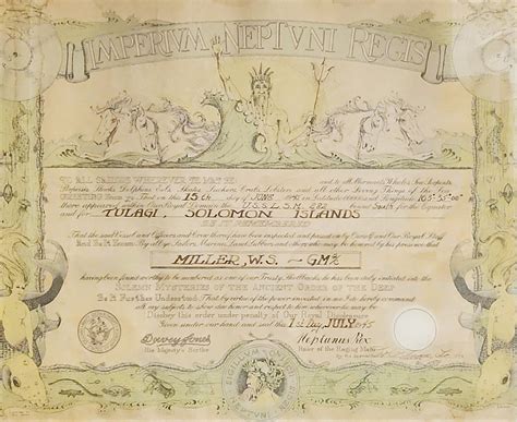 Shellback Certificate From 1945 My Great Grandfathers R Navy