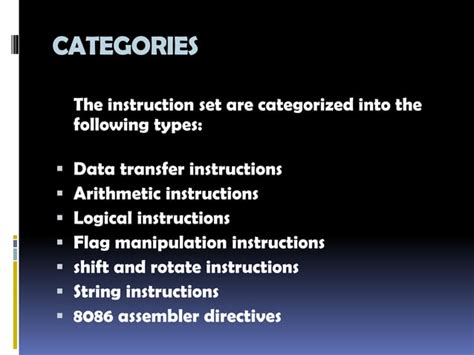 Instruction Set Of 8086 Microprocessor Pptx Programming Languages Computing