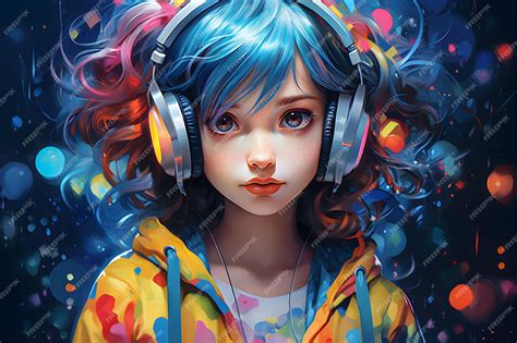 Premium Photo Animegirlwithheadphones