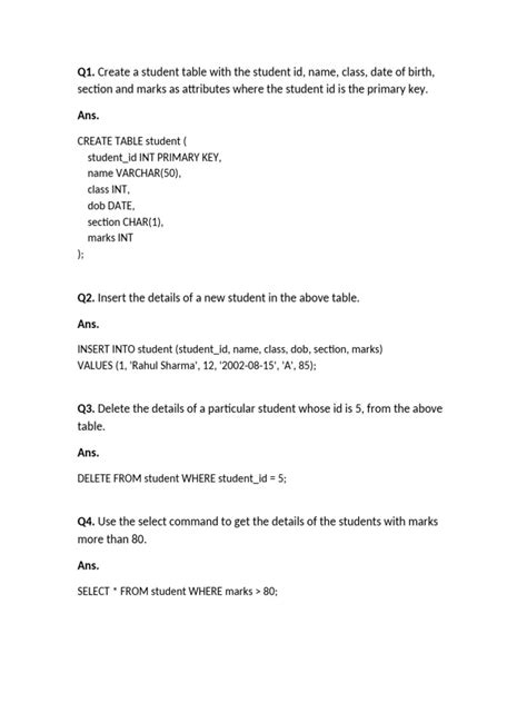 Sqlquestionsanswers Pdf Data Management Databases