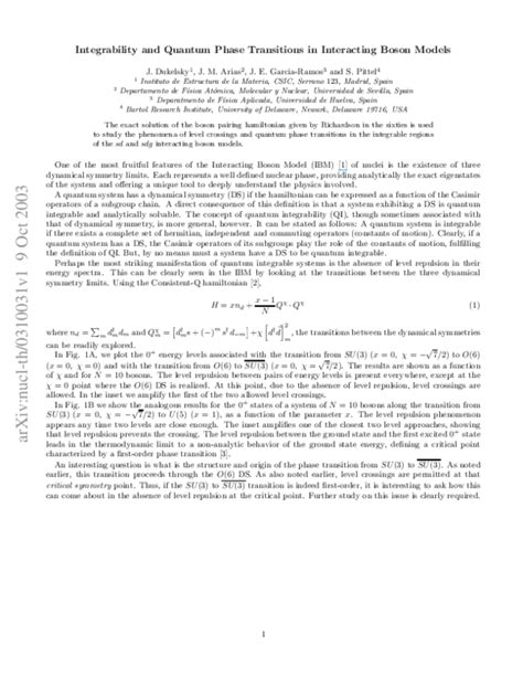 Pdf Integrability And Quantum Phase Transitions In Interacting Boson Models Stuart Pittel
