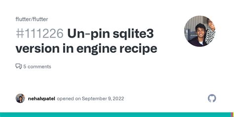 Un Pin Sqlite3 Version In Engine Recipe · Issue 111226 · Flutterflutter · Github
