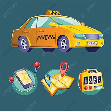 Vector Cartoon Illustration On The Theme Of Urban Public Road Tr Taxi