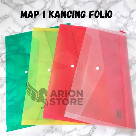 Jual [arion Store] Map Warna 1 Kancing Folio Pop1 D`players Dokumen File Kancing Map