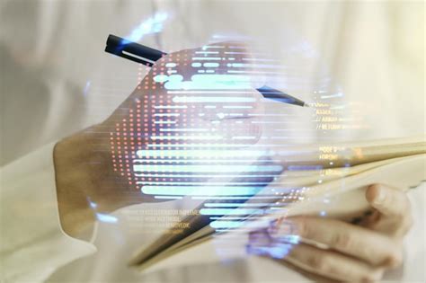 Premium Photo Multi Exposure Of Abstract Creative Coding Sketch With World Map And Man Hand