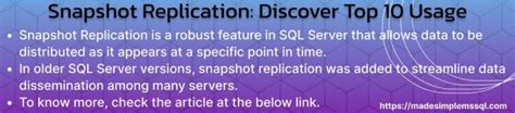 Snapshot Replication In Sql Server Top 9 Usage Madesimplemssql