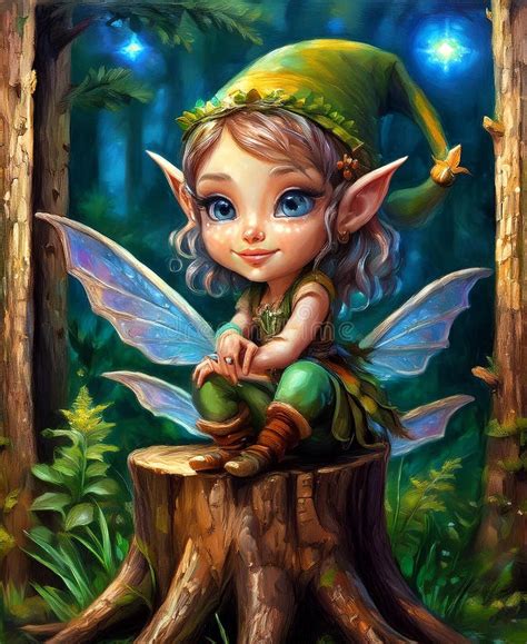 Small Happy Elf Girl With Blue Eyes With Wings And In Brown Boots