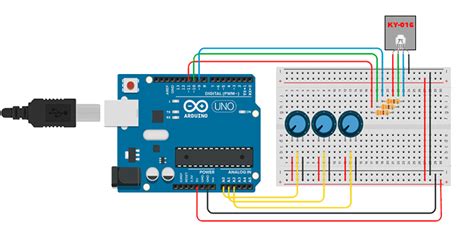 Control De Un Led Rgb Ky 016 Mediante Tres Potenciómetros Y Una Placa Arduino Voderbit