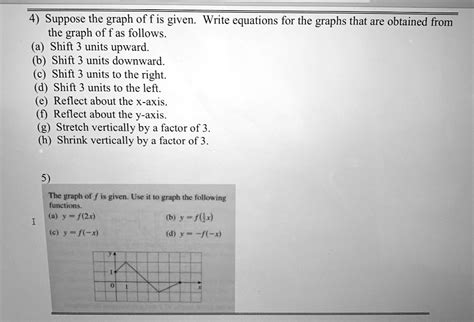 solved suppose the graph of f is given write equations for the graphs that are obtained from