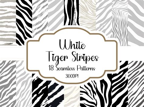 White Tiger Stripes Seamless Patterns Graphic By Printablesbyfranklyn