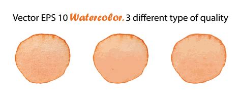 벡터 수채화 브러시 스트로크 스플래시 서클 오렌지 색의 핸드메이드 디자인 요소 3가지 종류의 품질로 손으로 그린 수채화 도트 0명에 대한 스톡 벡터 아트 및 기타 이미지