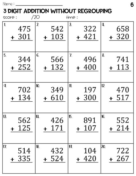Three Digit Addition Without Regrouping Worksheets In 2024 Regrouping