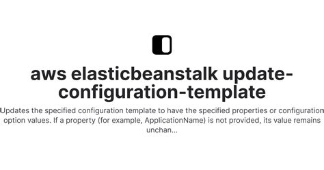 Aws Elasticbeanstalk Update Configuration Template Fig