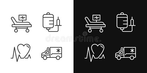 Intensive Care Bed Pixel Perfect Linear Icon Stock Vector