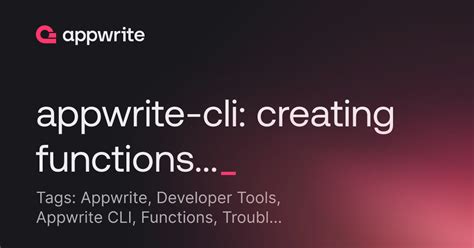 Appwrite Cli Creating Functions Not Working Threads Appwrite