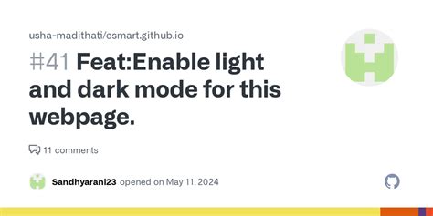 Featenable Light And Dark Mode For This Webpage · Issue 41 · Usha