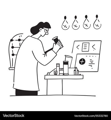 Cosmetic Scientist Conducting Product Testing Vector Image