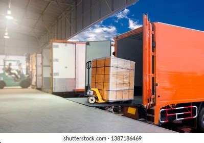 Packaging Boxes On Pallet Loading Into Stock Photo Edit Now 1387186469