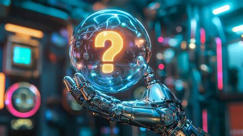 A Robot Hand Holds A Glowing Question Mark Generative AI Stock Illustration Illustration Of