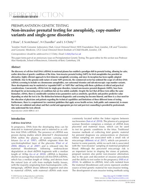 Preimplantation Genetic Testing Non Invasive Prenatal Testing For