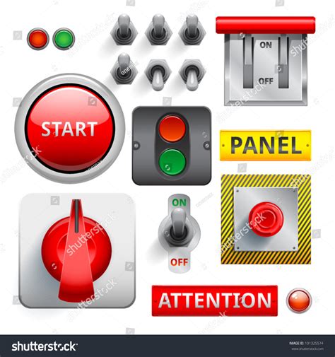 Set Of Switches Toggle Switches Switches Buttons Stock Vector